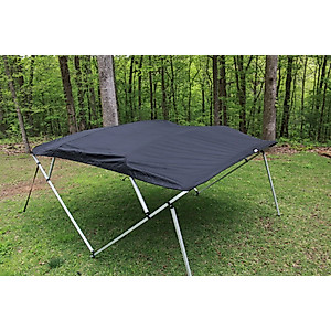 The Vortex Company Black Square Tube Frame 4 Bow Pontoon/Deck Boat Bimini TOP 10' Long, 91-96" Wide