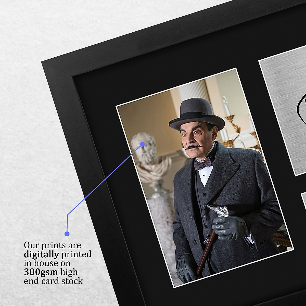 HWC Trading David Suchet Framed Gift Signed Printed Autograph Poirot Photo Display - US Letter Size