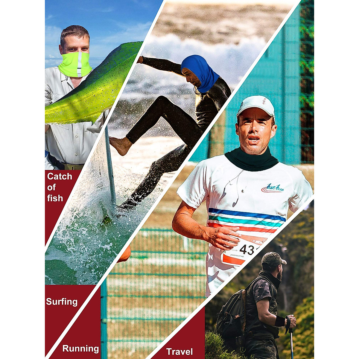 12 Pieces Balaclava Face Mask Headbands Colorful Headwear Scarf UV Protection Neck Gaiter with Reflective Tape for Women Men Outdoor Sports