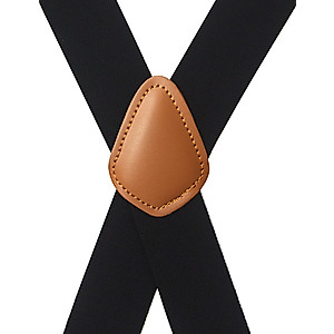 Cedrainy Suspenders For Men 1.4 Inch X Back Wide Suspender Heavy Duty Swivel Belt Loops With 4 Snap Hooks(Black)