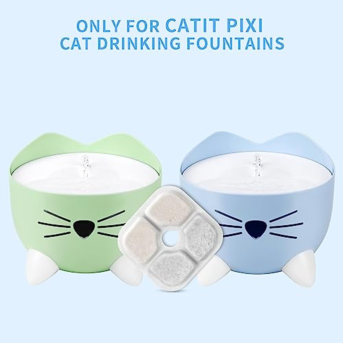 Redoso 6 Pack Cat Fountain Filter for Catit PIXI Drinking Fountains, Triple Action Water Filter with Activated Carbon and Resin, 6 Count