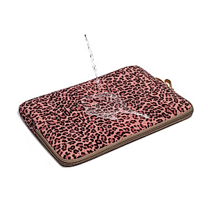 XSKN Leopard Spot Canvas Fabric Zipper Laptop Sleeve Case Cover for All 13 14 15 inch Computers, Bag MacBook Air Pro Retina Laptops Notebook (13 inch, for 13.3 Laptop), Pink