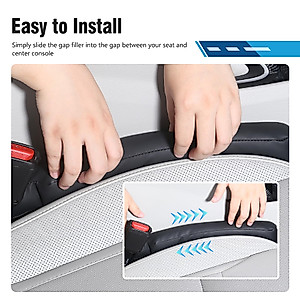 VAWIT Leather Car Seat Gap Filler Universal Fit Organizer for Most Cars Trucks SUVs Stop Things from Dropping, Pack of 2, Black