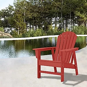 Adirondack Chairs, HDPE All-Weather Adirondack Chair, Fire Pit Chairs (Traditional) (1, Red)