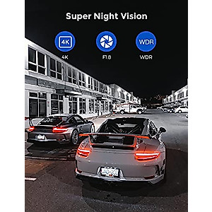 AZDOME 4K Dual Dash Cam Front and Rear, Built-in GPS/WiFi(64G SD Card Included), Dashboard Camera with UHD 3840x2160P, 3" Display, Sony Sensor, 170° FOV, WDR, Night Vision, Parking Monitor, G-Sensor