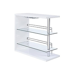 Coaster Home Furnishings Prescott Rectangular 2-Shelf Bar Unit Glossy White