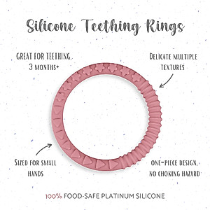 Silicone Teether Bracelet, Soft Silicone Teether Rings with Organic Featuring Multiple Raised Textures to Soothe Gums, Food Grade Silicone, BPA & Phthalate