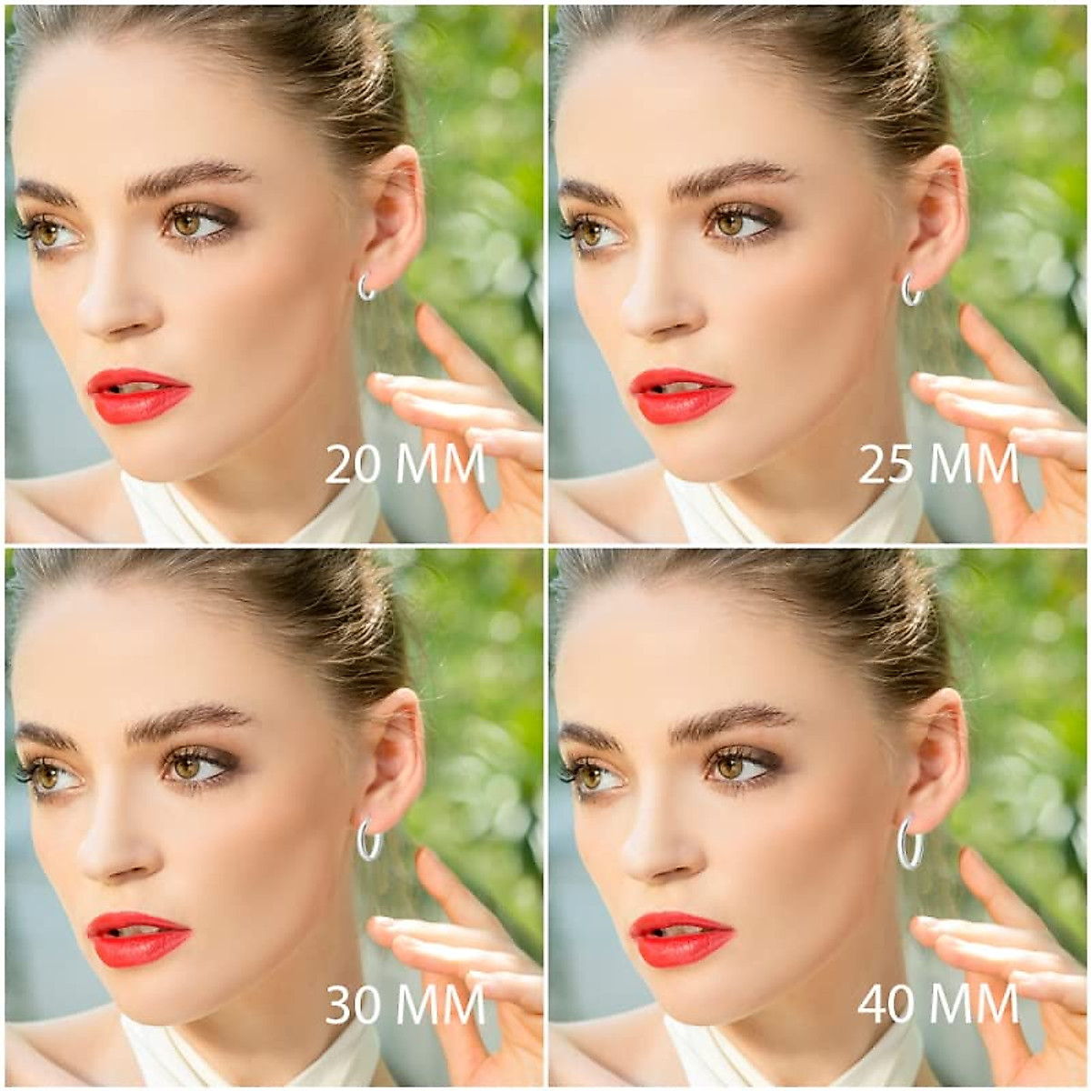 Sterling Silver High Polished Half Round-Tube Click-Top Light Hoop Earrings, 5x30mm