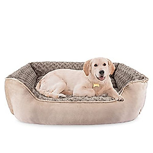 JOEJOY Rectangle Dog Bed for Large Medium Small Dogs Machine Washable Sleeping Dog Sofa Bed Non-Slip Bottom Breathable Soft Puppy Bed Durable Orthopedic Calming Pet Cuddler, Multiple Size, Beige