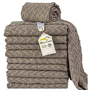 Bliss Casa Kitchen Towels and Dish Cloth Set (12 Pack, 15 x 25 Inch) – 100% Cotton Dish Towels for Kitchen Soft and Highly Absorbent – Tea Towels and Bar Towels for Daily Use