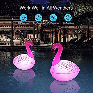 Rukars Solar Floating Lights 4 PCS, Flamingo Floating Pool Lights Solar Powered Glow Lights, Waterproof Auto On/Off LED Solar Lights Outdoor Decorative for Garden, Path, Yard, Patio, Party