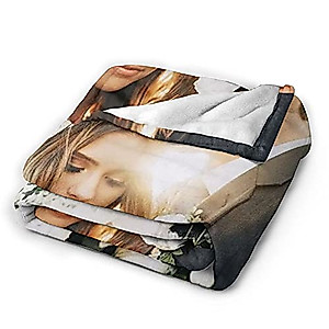 QETXVI Custom Blanket with Photos Text Customized Blanket Personalized Flannel Throw Blankets for Adult Kid Birthday Christmas Halloween Fathers Mothers Valentines Day Gift - 40"x 50"