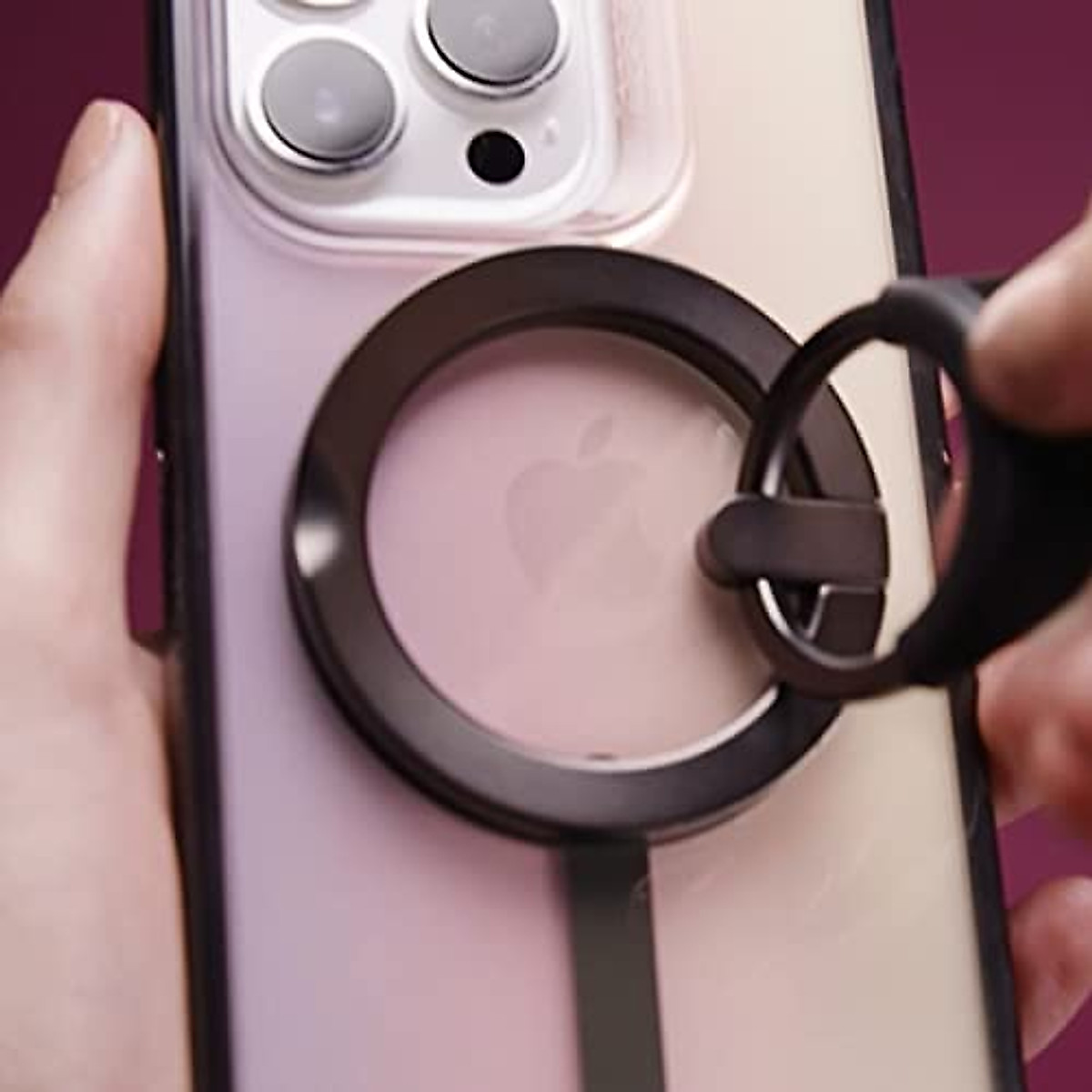 Gear4 ZAGG Ring Snap 360, Magnetic Ring Accessory – 360 Degree Rotation, Secure Hold with Kickstand – Super Strong Magnet for iPhone 14/14 Plus/ 14 Pro/ 14 Max Pro Black