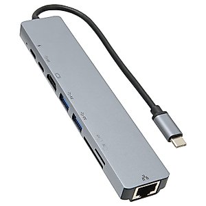 Type C Adapter, Type C to RJ45 USB3.0 USB C HD Multimedia Interface 8 in 1 Multifunctional 87W Fast Charging Long Service Life USB C Hub for Desktop for Laptop
