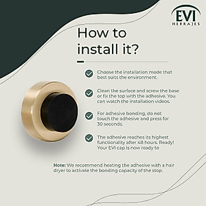 EVI | Wall Mounted Doorstop | Natural Silicone | Adhesive or Screw Installation | Brass Matte | Mod. I-254 (Brass Matte - Black Rubber)