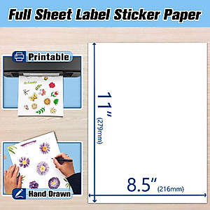 Koala 100 Sheets Sticker Paper Matte White, 8.5x11 Inch Printable Full Sheet Label Paper for Inkjet Printers
