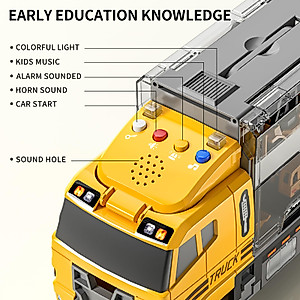TEMI Toddler Toys for 3 4 5 6 Years Old Boys, Die-cast Construction Toys Car Carrier Vehicle Toy Set w/Play Mat, Kids Toys Truck Alloy Metal Car Toys Set for Age 3-9 Toddlers Kids Boys & Girls