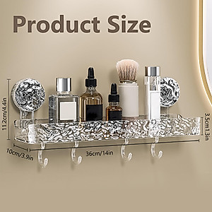 Shower Caddy Storage Rack without Drilling, Clear Shower Shelf with Suction cup, Wall Mounted Shower Rack, Shower Organizer - light luxury style glacier pattern Storage Caddy - Bathroom, Kitchen, room