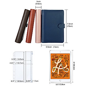 A6 Budget Notebook Binder, 6 Ring Refillable Loose-Leaf Folder Binder Cover Cash Savings Organizer with 12 Pcs Clear Plastic Zipper Envelopes, Card Pockets, Pen Holder and Label Stickers - Black