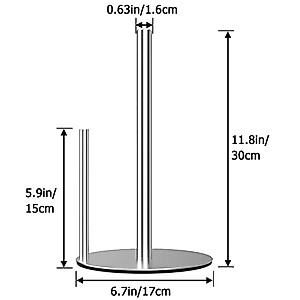 Paper Towel Holder Silver Kitchen Roll Holder, Premium Stainless Steel Paper Towel Holder for Kitchen Roll Organize, One-Handed Operation Countertop Roll Dispenser with Weighted Base