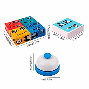 Wooden Face Changing Magic Cube Building Blocks Game Matching Expression Puzzle Toy Board Games for Family Night, Match Puzzles Geometric Educational Toys for Kids and Adults