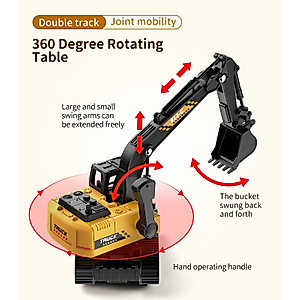 Construction Toys Excavator for Kids, Geyiie Toys Truck Excavator Tractors for Boys Girls 3-5 4-7 8-12 Year Old Kids, Birthday Gift