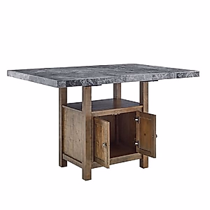 BOWERY HILL Transitional Gray Marble Counter 8-Piece Dining Set