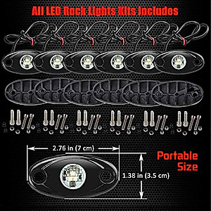 6 Pods LED Rock Lights, Ampper Waterproof LED Neon Underglow Light for Car Truck ATV UTV SUV Offroad Boat Underbody Glow Trail Rig Lamp (Green)