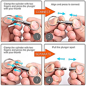 CooBigo 3 Pack Quick Release Detachable Keychain Dual Pull Apart Key Chain Spring Split Snap Separate Double Key Ring Lock Valet Keys Flashlights DIY Crafts Accessories