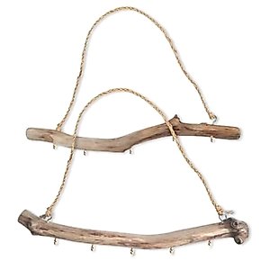 Jalzdieod 2Pcs Natural Driftwood Decorative Branches Farmhouse Home Wall Hanging Decor Hanging Jewelry Organizers with 5 Hooks Durable Easy Install