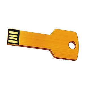 Lot 10 1GB Key Shape USB Flash Drive 1G Metal Memory Pen Stick Thumb Drive Wholesale Bulk Pack (1GB, Gold)