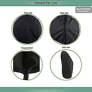 ELONGRIVER Industrial Fan Cover, Waterproof & Dustproof Protection Cover for Pedestal Fan or Wall Mount Fan Made of Heavy Duty Polyester (Black, 28" x 9" x 28")