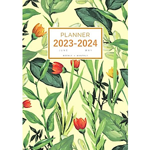 Planner 2023-2024: A5 Weekly and Monthly Organizer from June 2023 to May 2024 | Acrylic Painting Floral Design Yellow