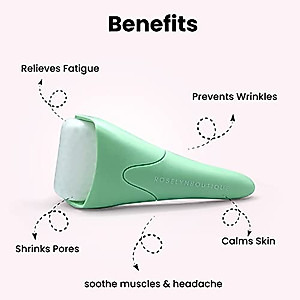 ROSELYNBOUTIQUE Ice Roller for Face Facial Tools Skin Care Set - Self Care Gifts for Women Cryotherapy Kit Reduce Wrinkles Puffiness Aging (Green)
