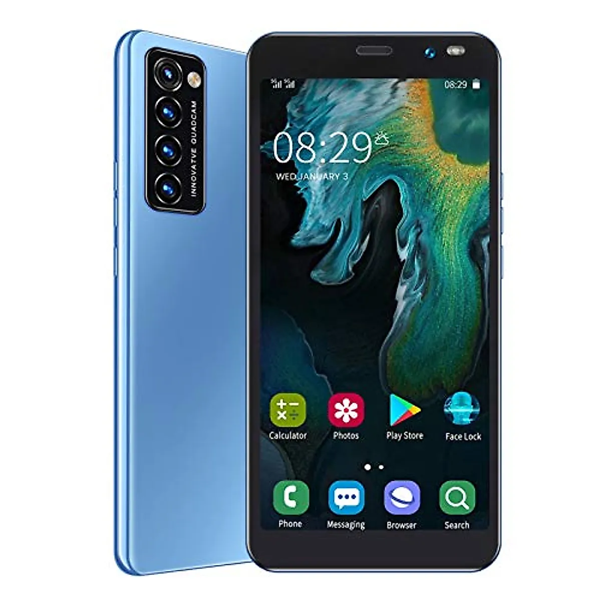 Hilitand 5.45 inch Smartphone, HD Full Screen Unlocked Cell Phones, for Android 4.4.2 Face Fingerprint Smart Phone, 512MB/4GB, HD Camera Mobil Phone, 1500mAh Battery, 128GB Extension (Blue)