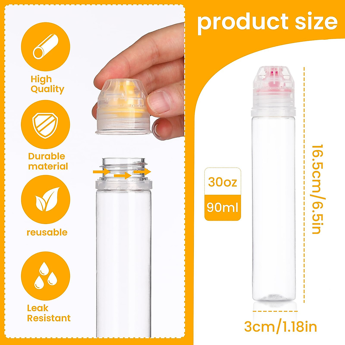 RAYNAG 8 Pack Honey Bottles Reusable Plastic Squeeze Bottle with Flip Lids Condiment Dispenser For Ketchup Salad Sauce Honey Tomato Mustard Dressing Cooking Oils for Bento BBQ Camping Travel, 3Oz