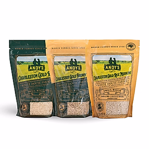 Andy’s Charleston Gold Rice Bundle by White House Farms | Long Grain Rice | Gluten Free & Non GMO | Sugar Free, Aromatic | Harvested in The USA | 3 Pack | 20 Oz (1.25lb)