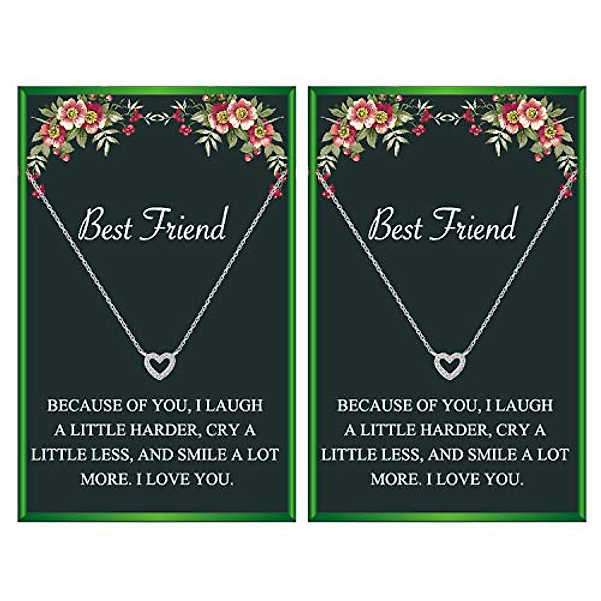 Your Always Charm Best Friend Necklaces for 2 Heart Friendship Necklace for Women Girls BFF Necklaces (silver cz necklace)