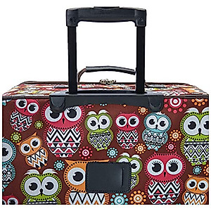 Rockland Vara Softside 3-Piece Upright Luggage Set,Expandable, Owl, 20 inch,22 inch,28 inch