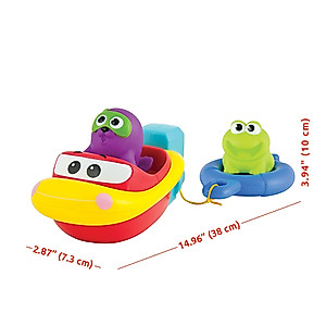 KiddoLab Bath Boat Toys for Toddlers - Pull and Go Toy Boat for Pool Playtime Floating Accessories - Bathtub Toys for 1,2,3 Years Old Babies and Kids.