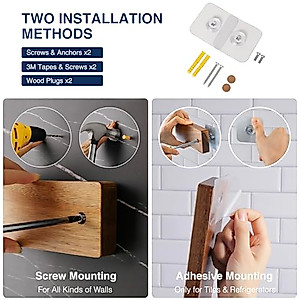 Gourmetop Magnetic Knife Holder for Wall 12", Knife Magnetic Strip No Drilling, Acacia Wood Magnetic Knife Holder for Refrigerator, Strong Knife Magnet&Knife Rack for Kitchen Utensil Organizer