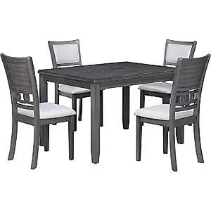 New Classic Furniture Gia 5-Piece Dining Set with 1 Table and 4 Chairs, 48-Inch, Gray