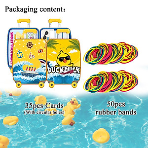 Waxvery Cruising Duck Tags - 35 Pack, Suitcase Shape Design, With Hole and Rubber Bands (Yellow)