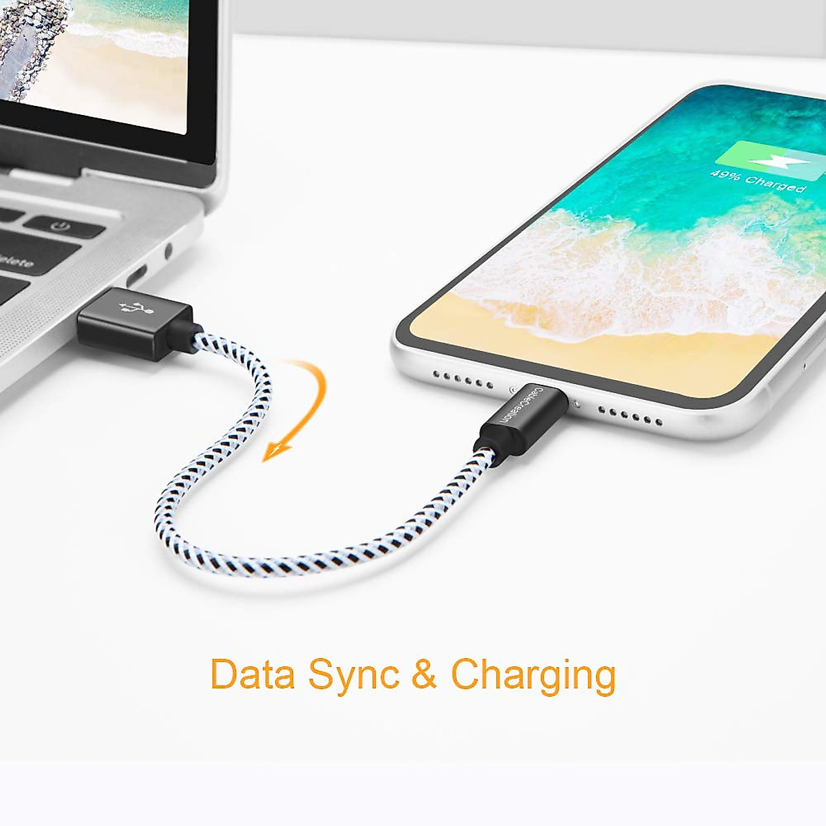 Bundle - 3 Items: 2 Pack 6 inch USB C Cable Short Fast Charging Cable + 1 Pack 0.5 Feet Short Lightning to USB Data Sync Cable