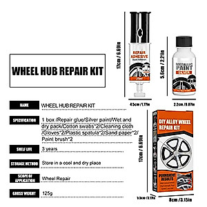 SCNC Wheel Scratch Repair Kit, Rim Scratch Repair Kit, Wheel Repair Kit, Wheel Touch Up Kit, Wheel Scratch Fix Quick, Universal Silver Color for Rims