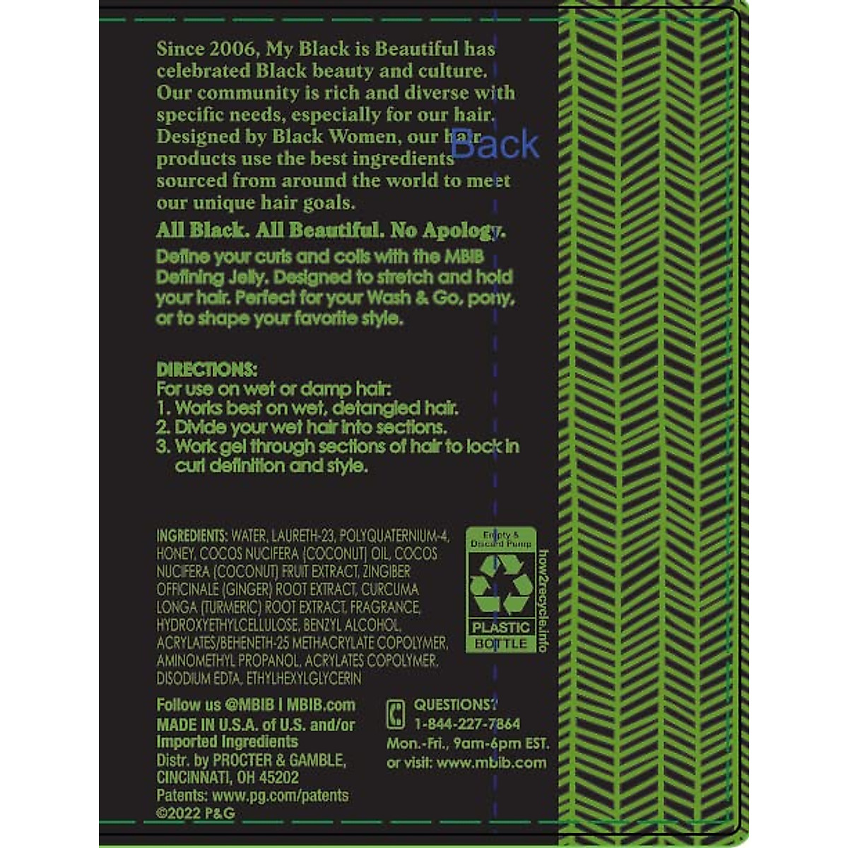 MY BLACK IS BEAUTIFUL Defining Jelly for Curly and Coily Hair with Coconut Oil, Honey and Turmeric, Curl Defining Cream, Curl Gel, 10.1 Fl Oz
