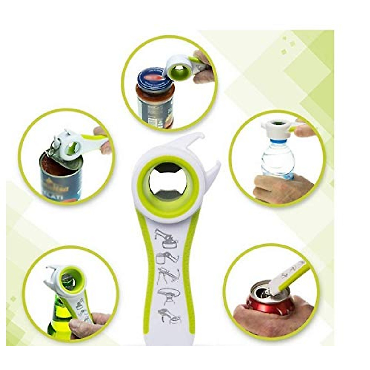 2 pcs 5 In 1 Multi Function Multi-function Can Jar Bottle Open/Tighten Bottle Jar Can Opener for Small Hands, Seniors or Anyone Who Suffers from Arthritis Good Kitchen Tool (black/white)