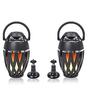 Sound Town 2-Pack Portable Bluetooth Speakers with LED Lights, True Wireless Stereo (TWS) Bluetooth, Wall Mount Brackets, and Decorative Flame, for Outdoors, House Party, Patio and Home (OPIK-F1-PAIR)