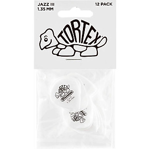Dunlop 478P1.35 TORTEX White JAZZ III Picks (12-Pack) 1.35 mm