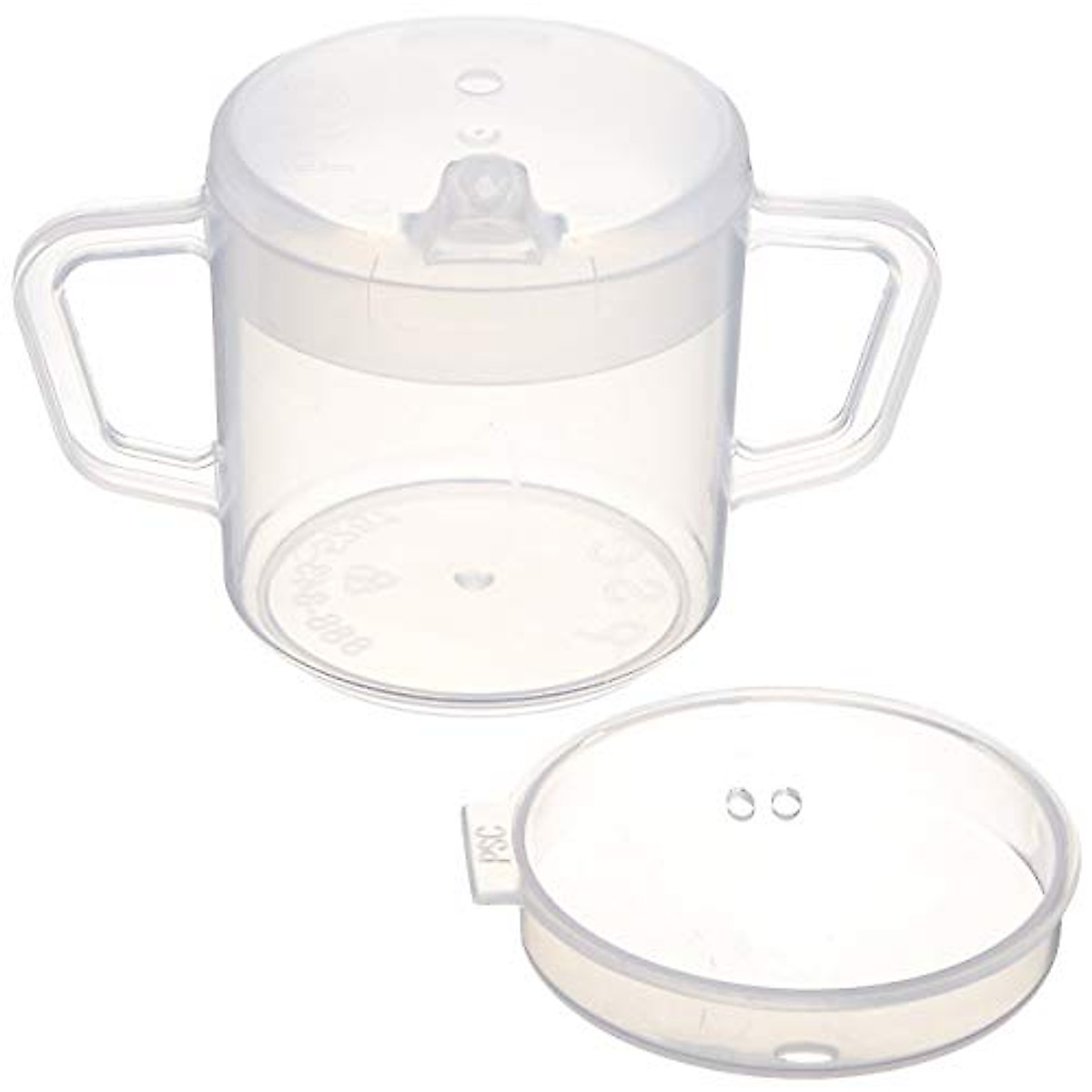 Sammons Preston Independence Two-Handled Cup, For Hot or Cold Beverages, Translucent Polypropylene with Two Lids, BPA Free Mug, 8 Ounces